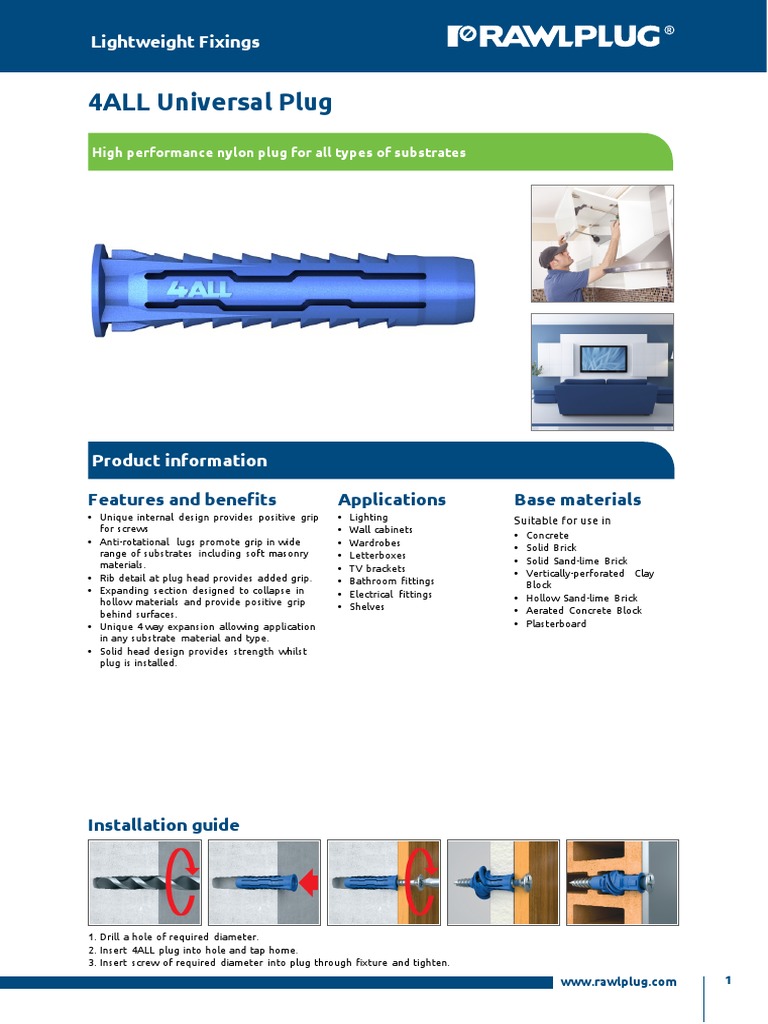 1685 Rawlplug en 4all Universal Plug | PDF | Brick | Building