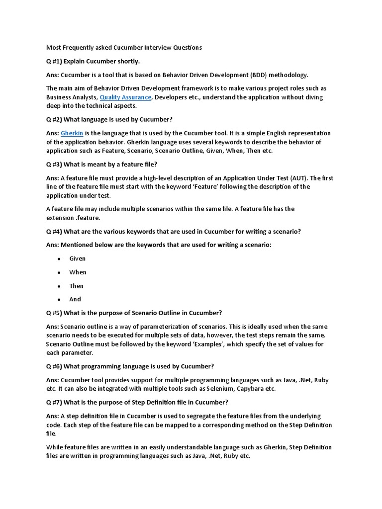 Cucumber Interview | PDF | Computing | Software Engineering