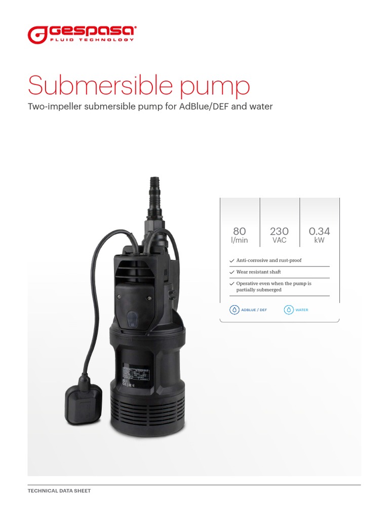 Fi Adblue Submersible Pump en | PDF | Alternating Current ...