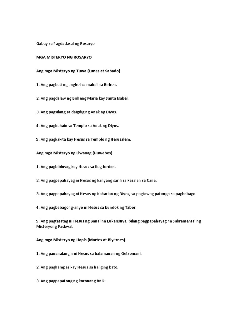 Gabay Sa Pagdarasal NG Rosaryo | PDF