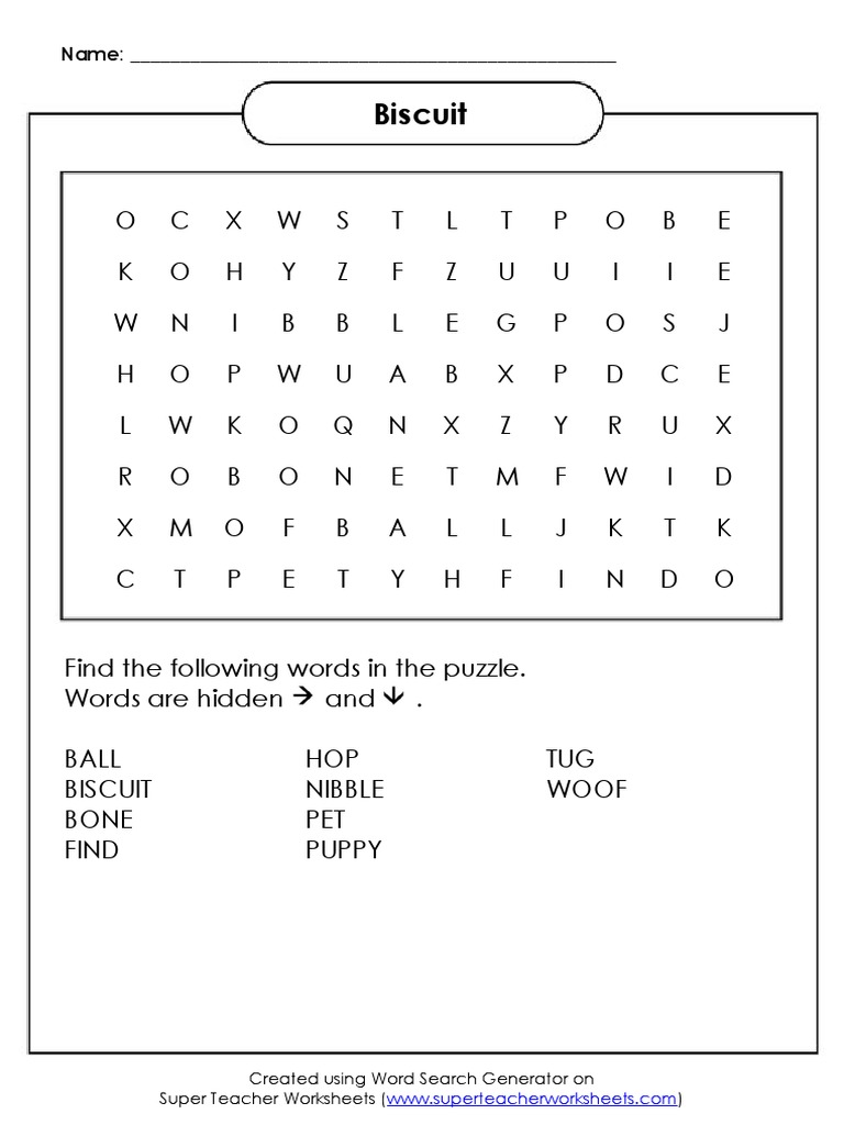 Super Teacher Worksheets Biscuit | PDF | Word Search | Linguistics