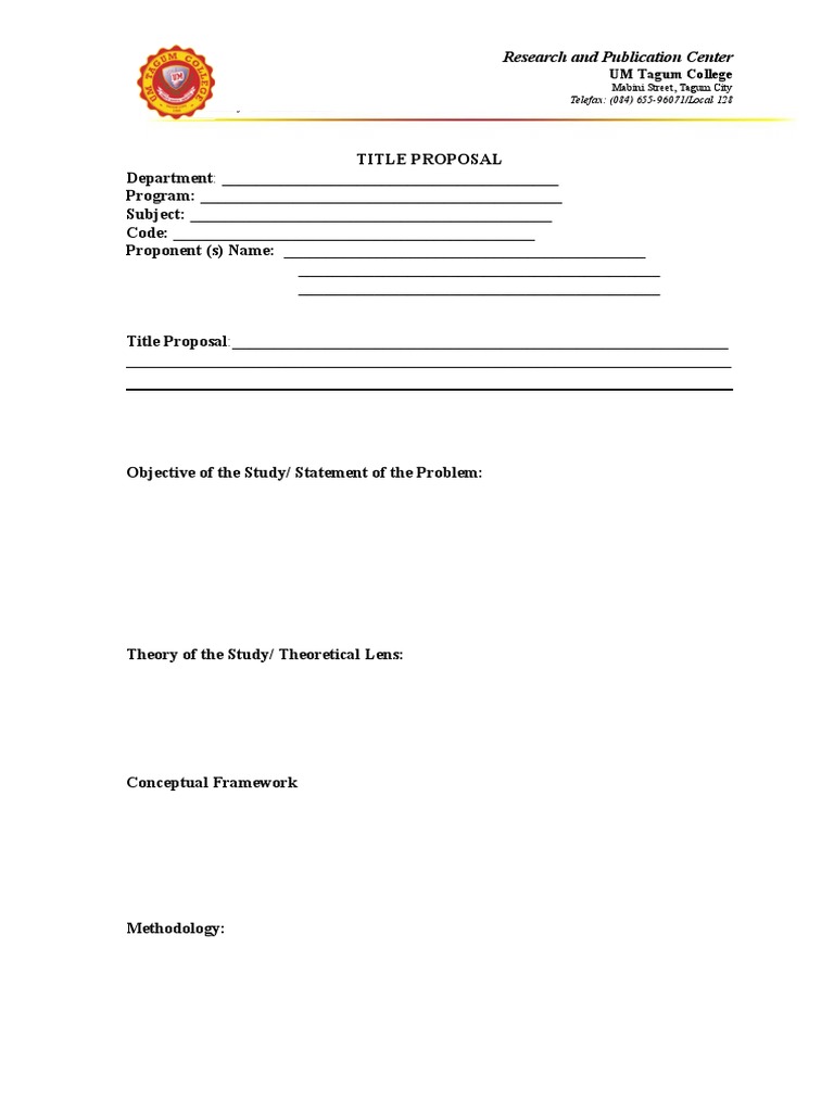 2 Title Proposal Format | PDF