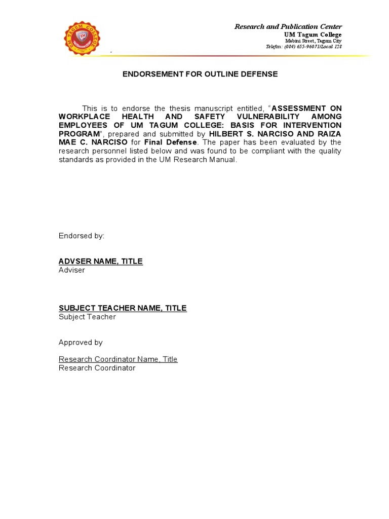 Thesis Endorsement for Defense | PDF