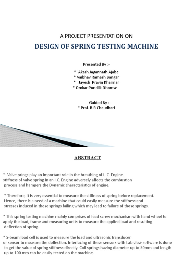 Project On Spring Testing Machine by Final Mechanical Engineering ...