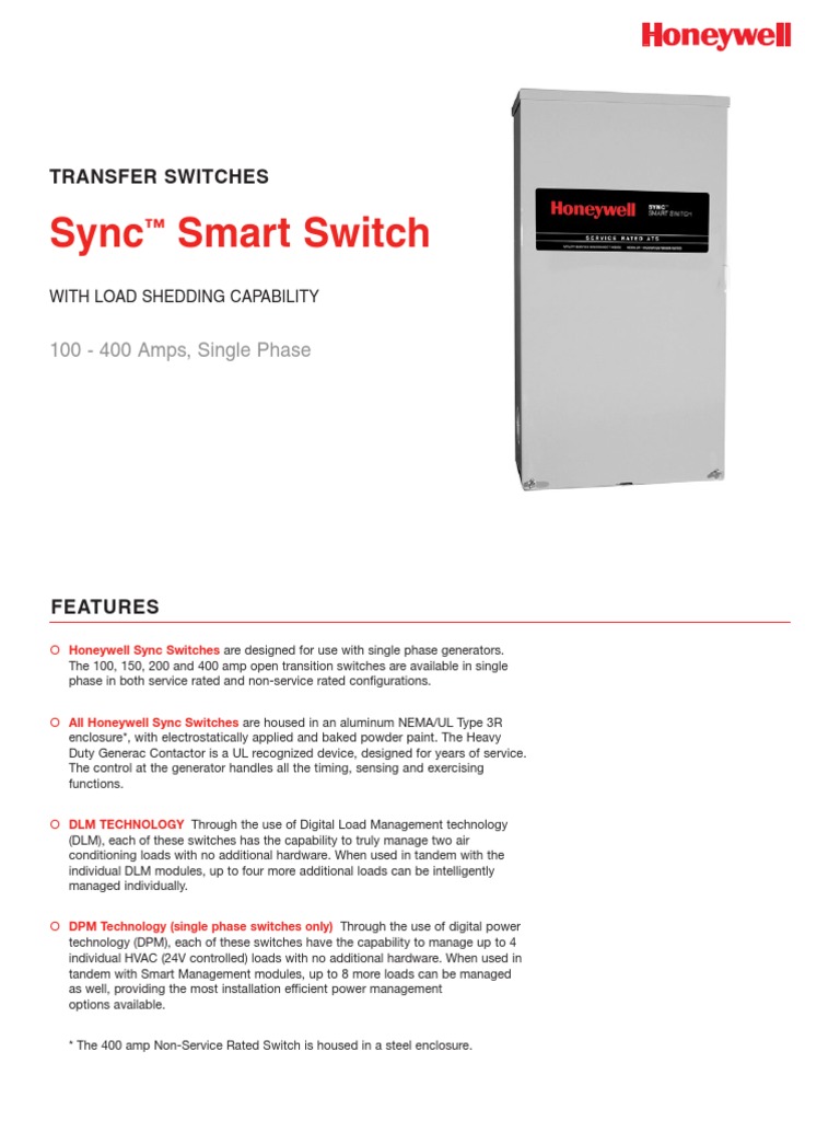 Honeywell Generators - Transfer Switches - Commercial 100 400 Amp | PDF ...