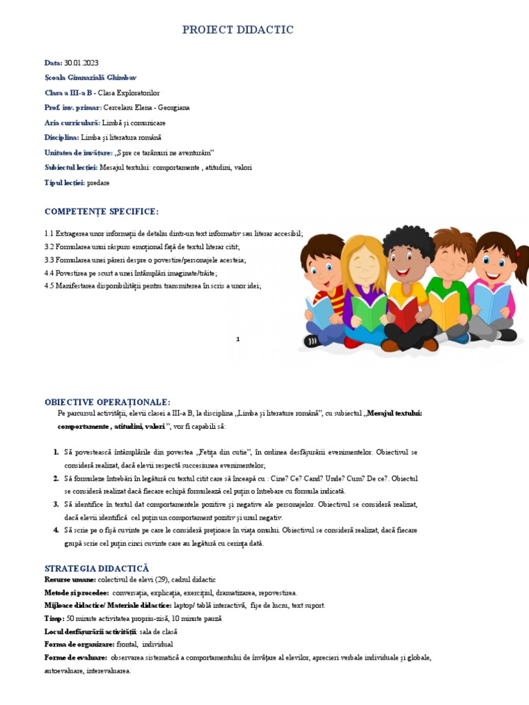 Elena - LLR - Proiect de Lecție | PDF