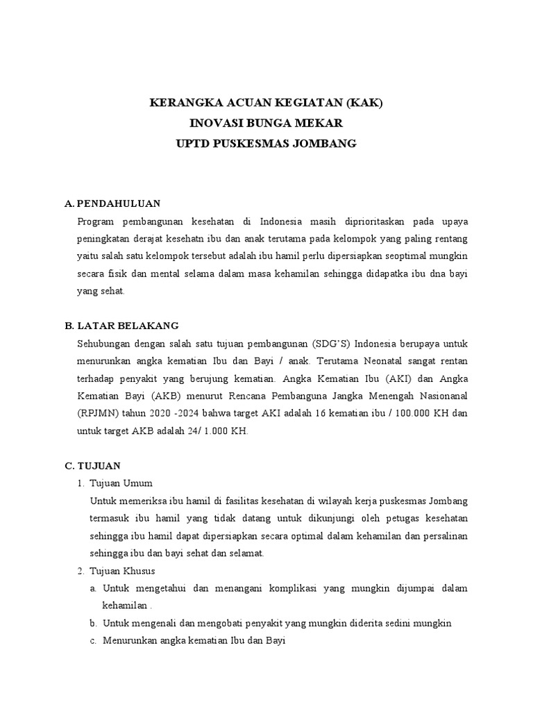 KAK Inovasi Ibu | PDF