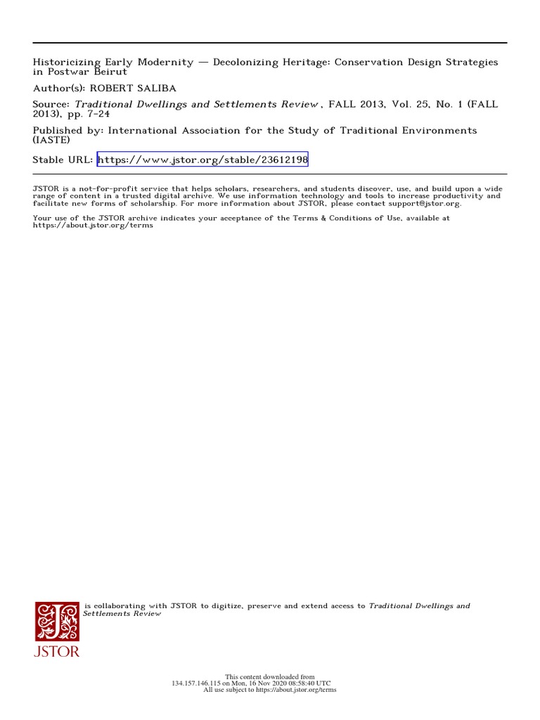 Historicizing Early Modernity - Decolonizing Heritage - Conservation ...