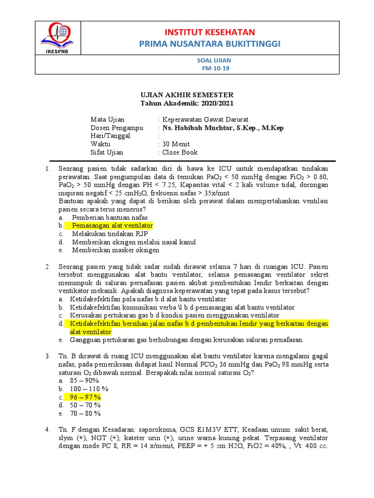 Soal Uas Gadar Bu Habibah | PDF | Pengembangan Diri | Kesehatan Holistik