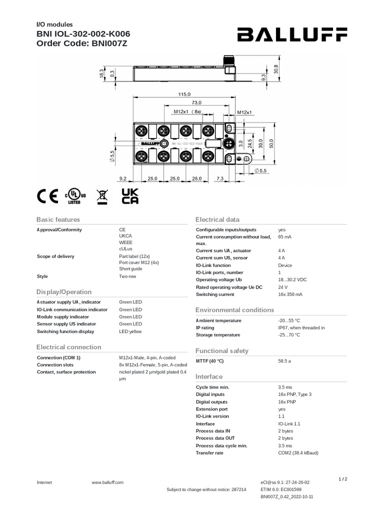 IO Module - BNI007Z - 287214 - en | PDF | Electrical Engineering ...