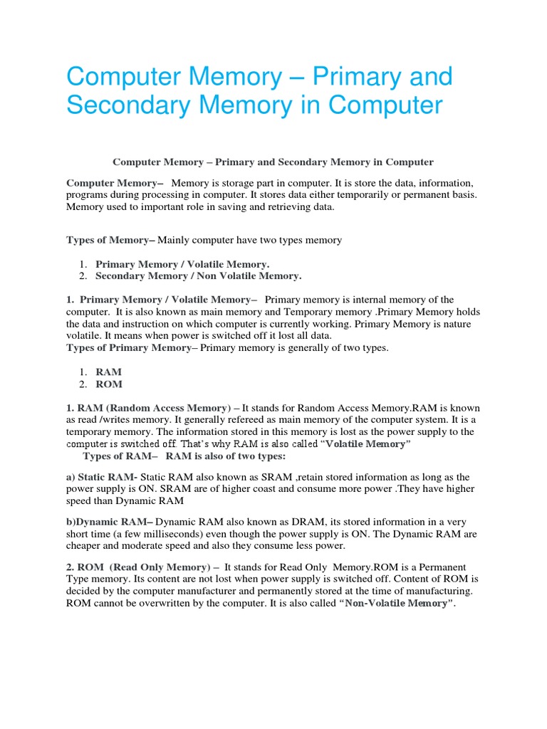 Memory Devices | PDF | Random Access Memory | Computer Data Storage