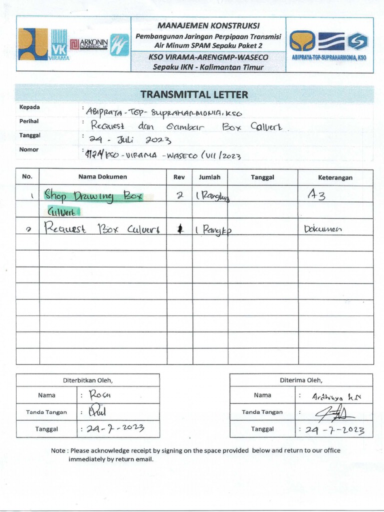 TRANSMITAL Shop Drawing Box Culvert | PDF