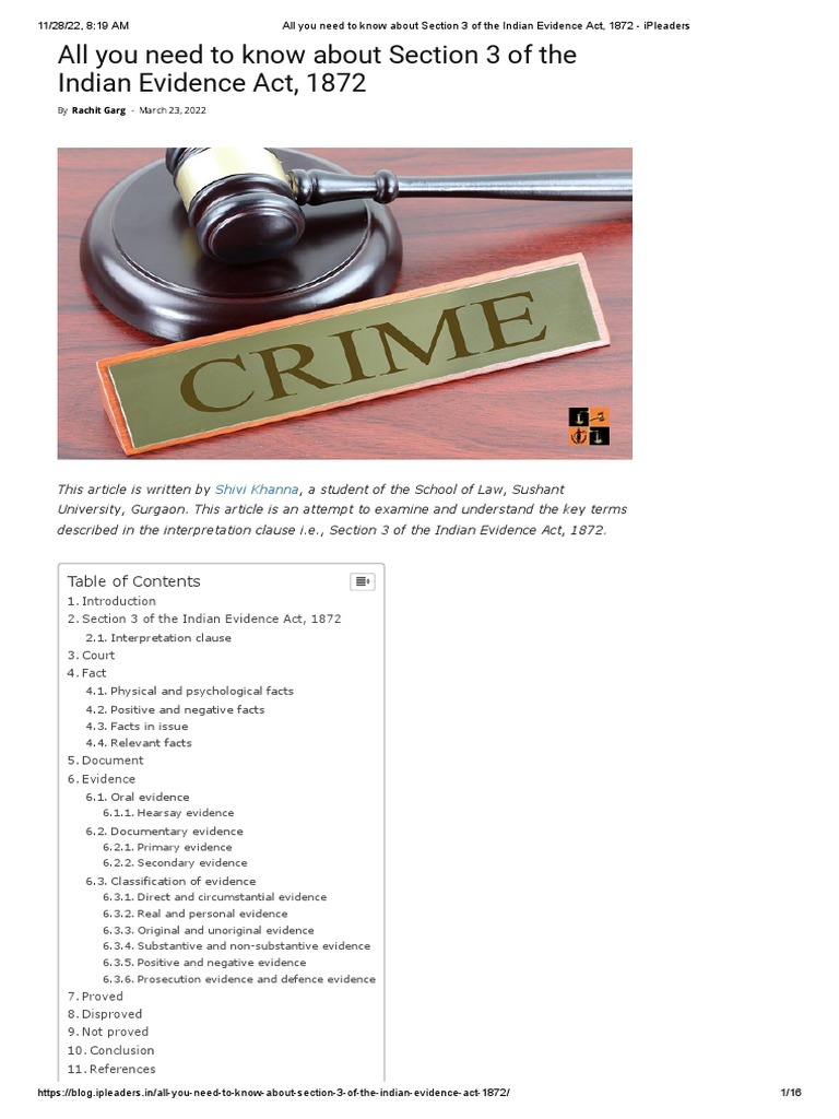 Section 3 All You Need To Know About | PDF | Evidence (Law) | Witness