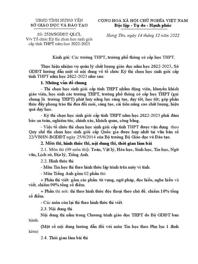CV2526 HD Thi HSG THPT | PDF