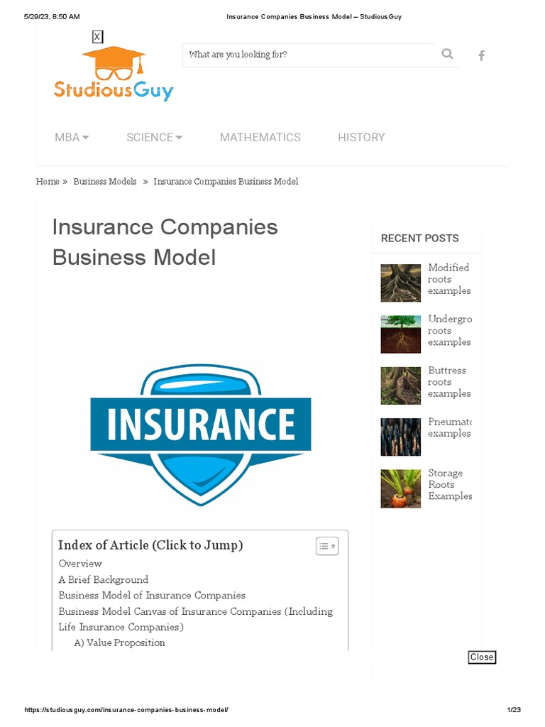Insurance Companies Business Model - StudiousGuy | PDF | Insurance | Life Insurance