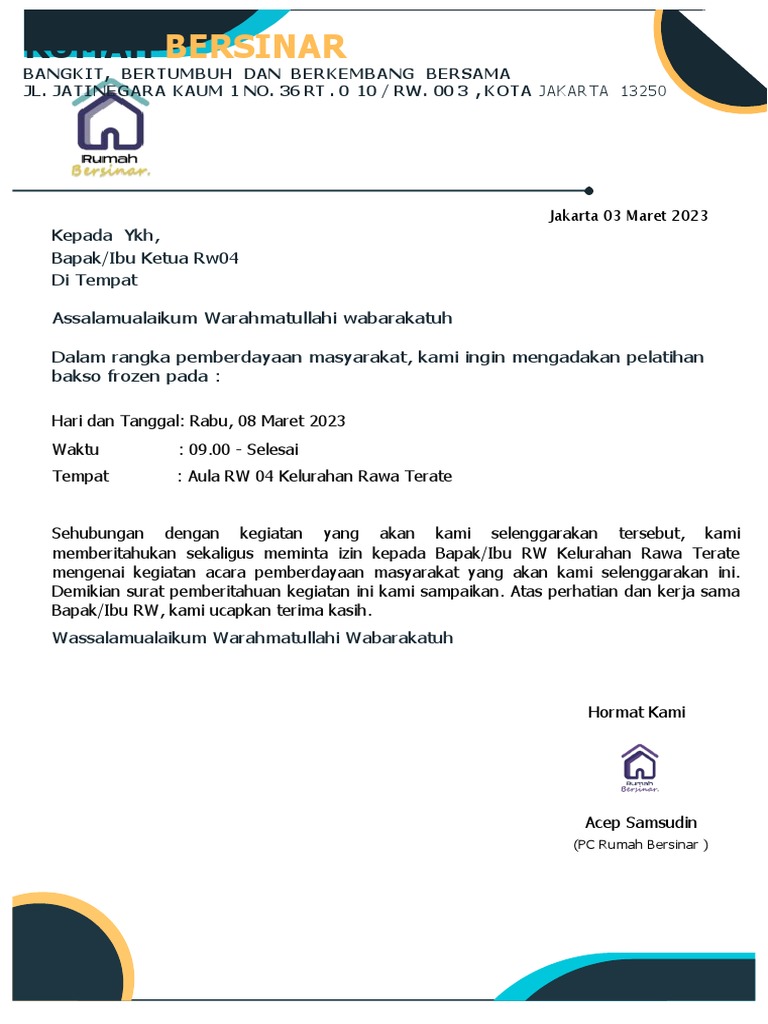 Surat pemberitahuan kegiatan | PDF