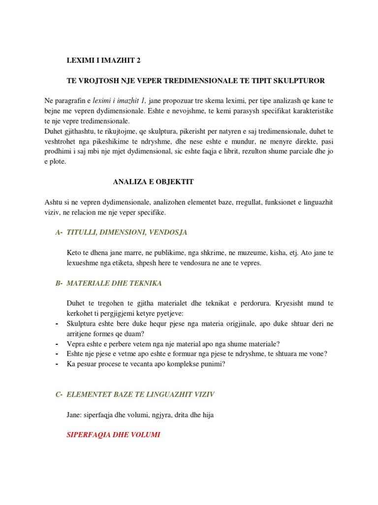 Leximi I Imazhit 2 Skulptura | PDF