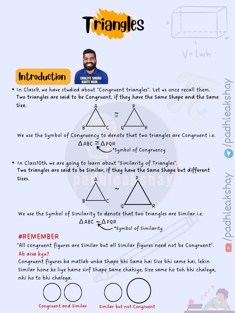 Congruent vs Similar Triangles Explained | PDF | Triangle | Mathematics