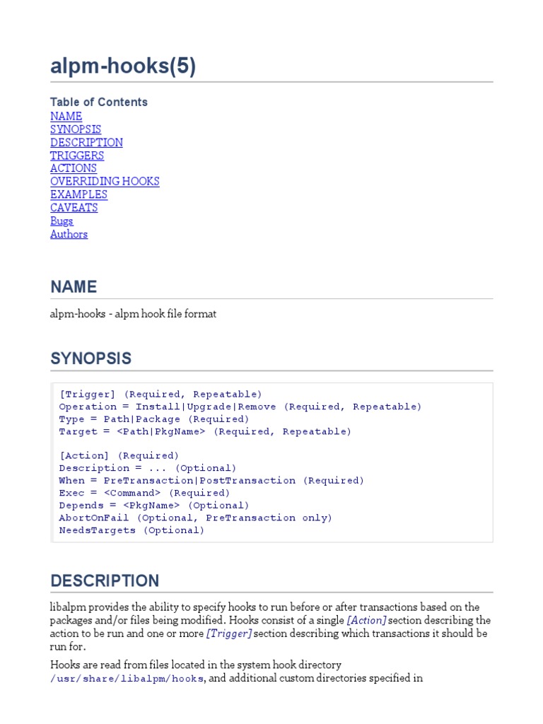 Alpm Hooks | PDF | Software Development | Computer Engineering