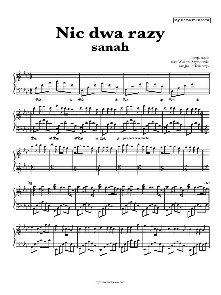 Nic Dwa Razy - Sanah Piano NUTY 2 | PDF