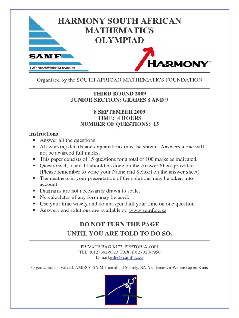 HTTPSWWW Samf Ac zacontentfilesQuestionPapersj3q2009 PDF | PDF | Area ...