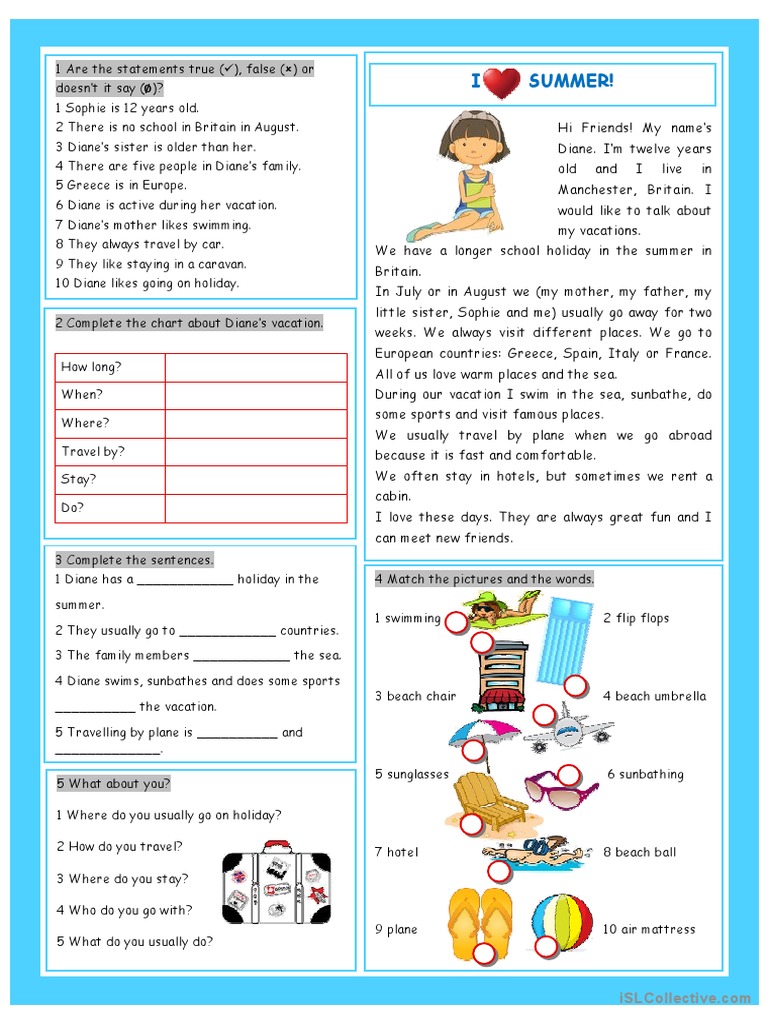 Vacation (I Love Summer!) | PDF | Foreign Language Studies | Wellness