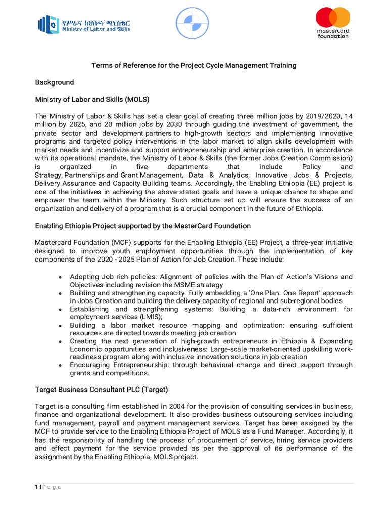 Project Cycle Training Tor | Download Free PDF | Project Management ...