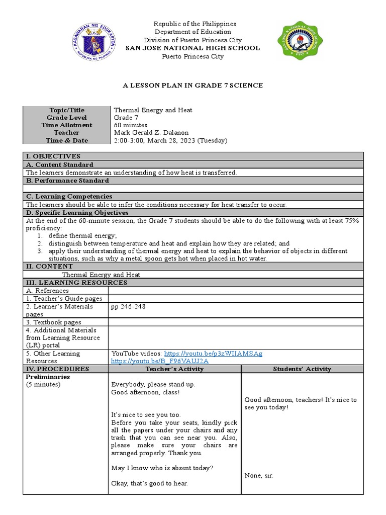 Grade 7 Science: Heat & Energy | PDF | Heat | Temperature