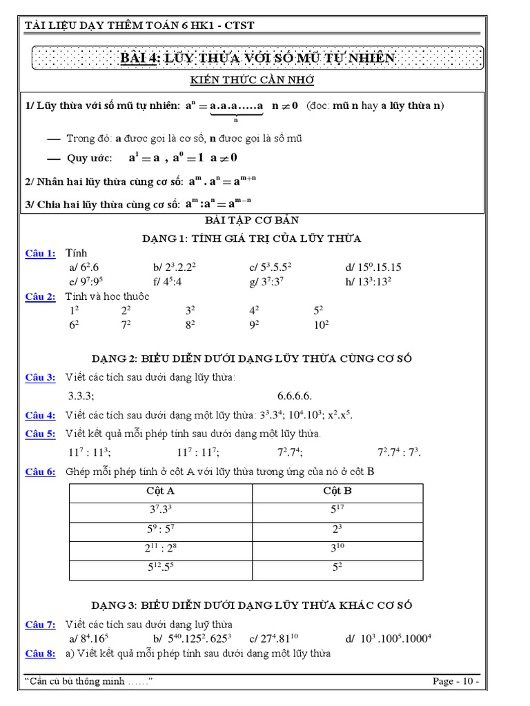 Bai 4 - Luy Thua So Mu Tu Nhien | PDF