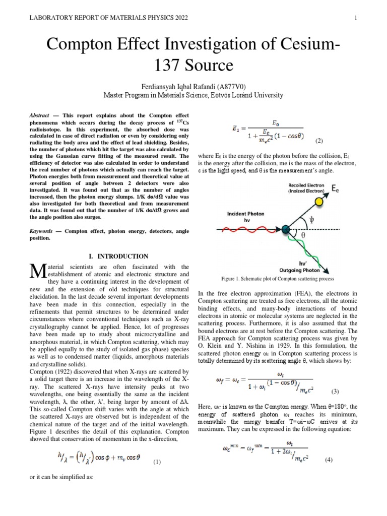 Compton Effect Study with Cesium-137 | PDF | Physical Phenomena ...