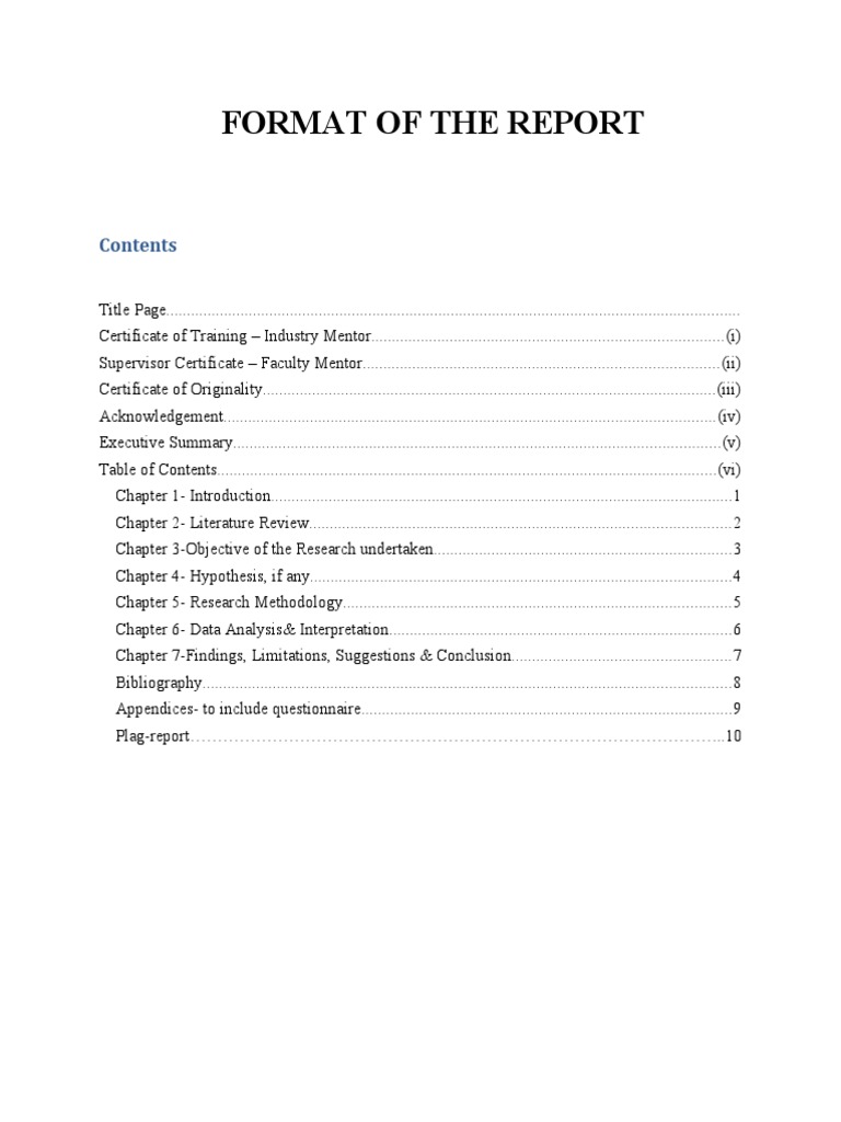 Format of The Report | PDF