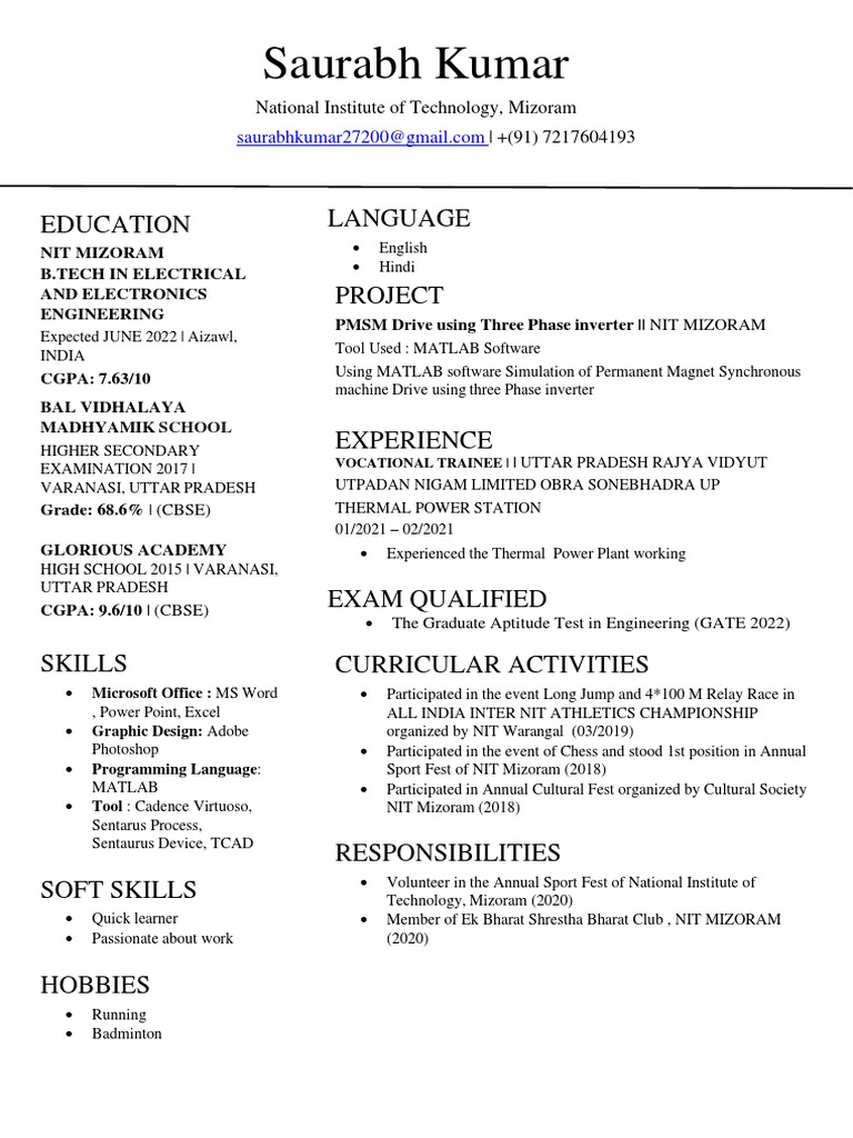 Saurabh Kumar Resume Pdf