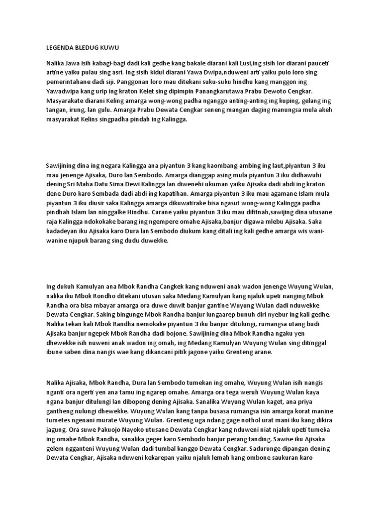 dongeng, LEGENDA BLEDUG KUWU | PDF