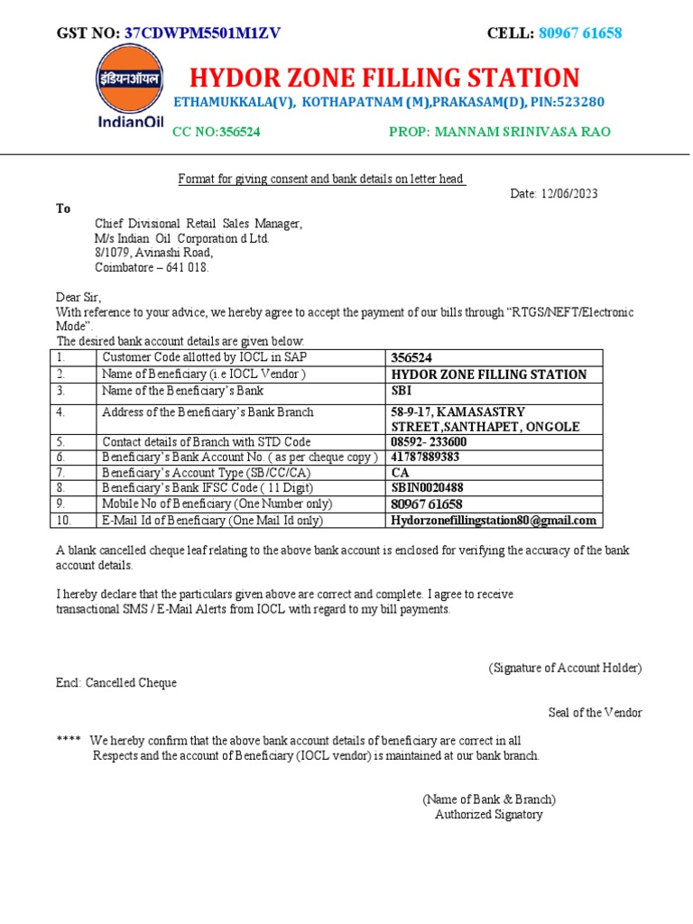 Mannem Srinivas Indian Oil Letter Pad Edited | PDF | Financial ...