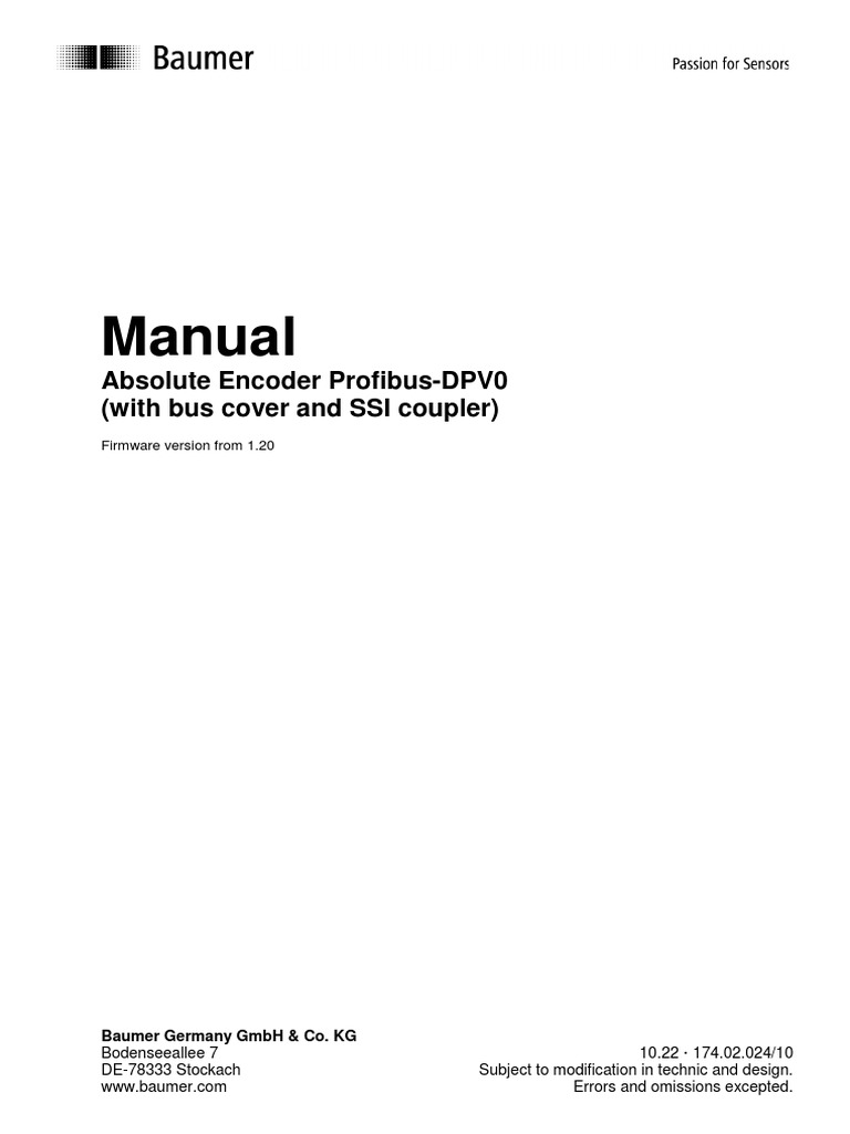 Baumer Profibusdpv0 Bide Ma en | PDF