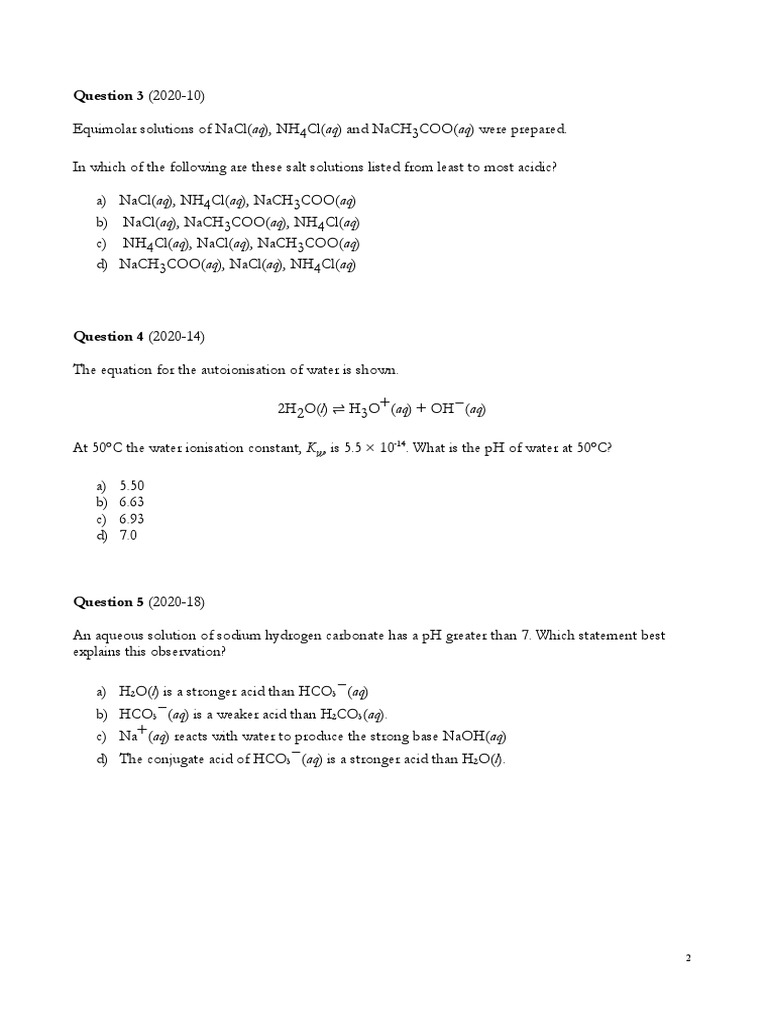 Module 6 Questions HSC Chemistry | PDF | Acid | Chemistry
