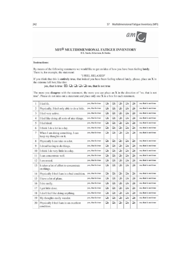 Multi-dimensional Fatigue Scale | PDF