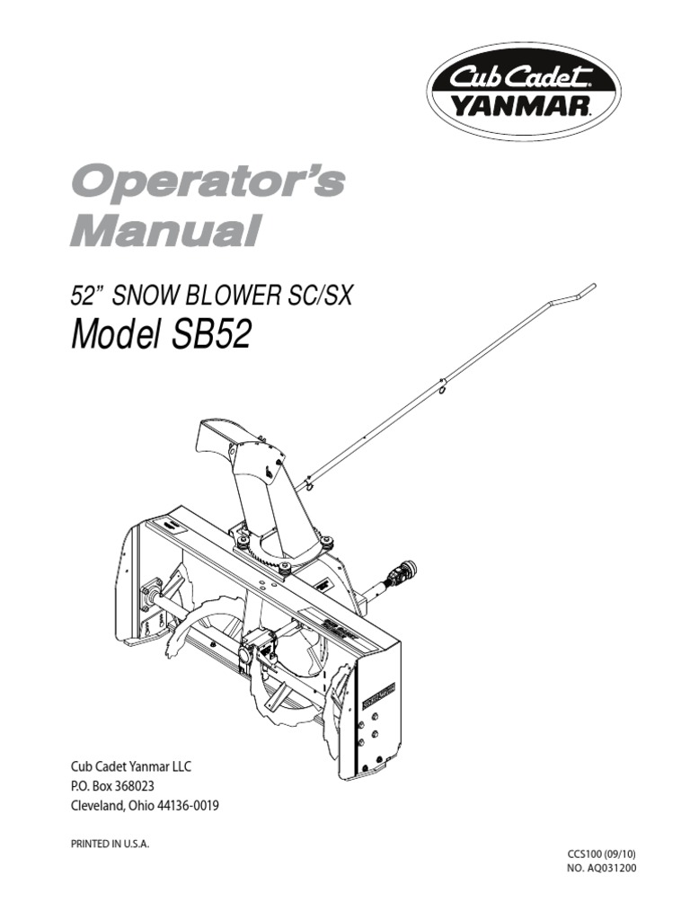 SB52 Snowblower | PDF | Tractor | Axle