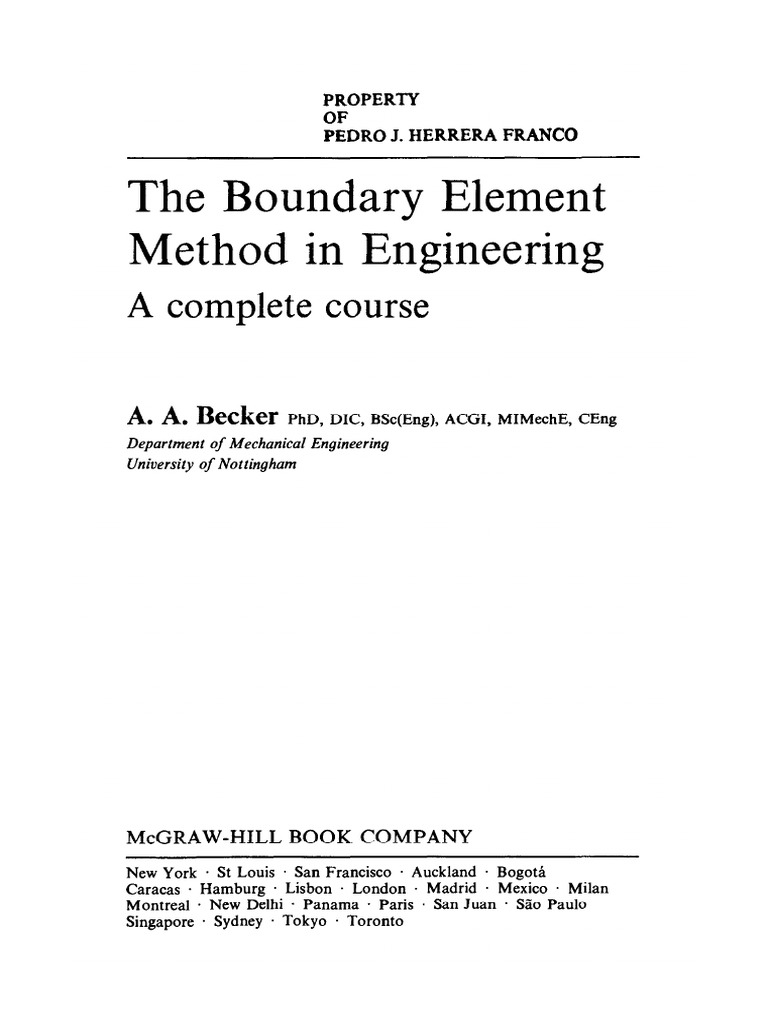 A. a. Becker - The Boundary Element Method in Engineering_ a Complete Course-Mcgraw-Hill (TX ...