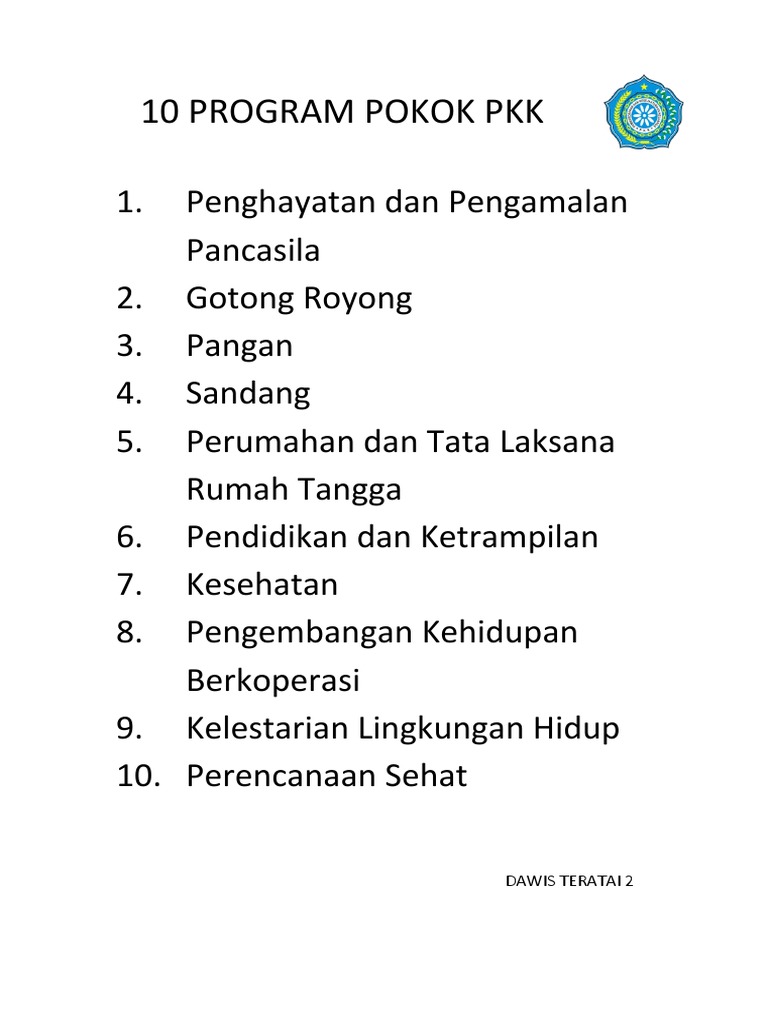 10 Program Pokok PKK | PDF