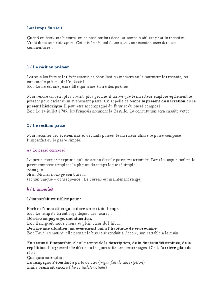 Les temps du récit expliqués | PDF