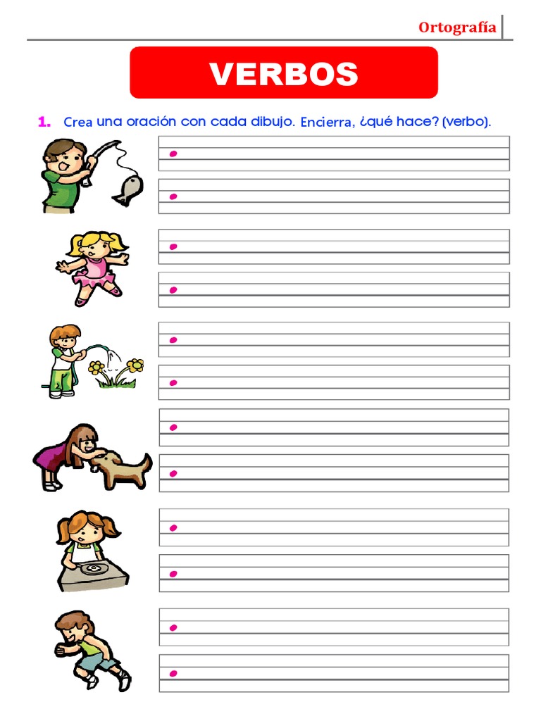 Ejercicios de Verbos con Dibujo | PDF