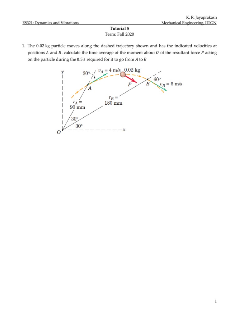5-ES321 Tutorial5 | PDF | Velocity | Force