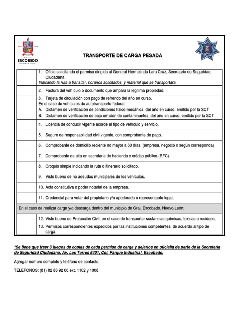 Check List Transporte de Carga | PDF