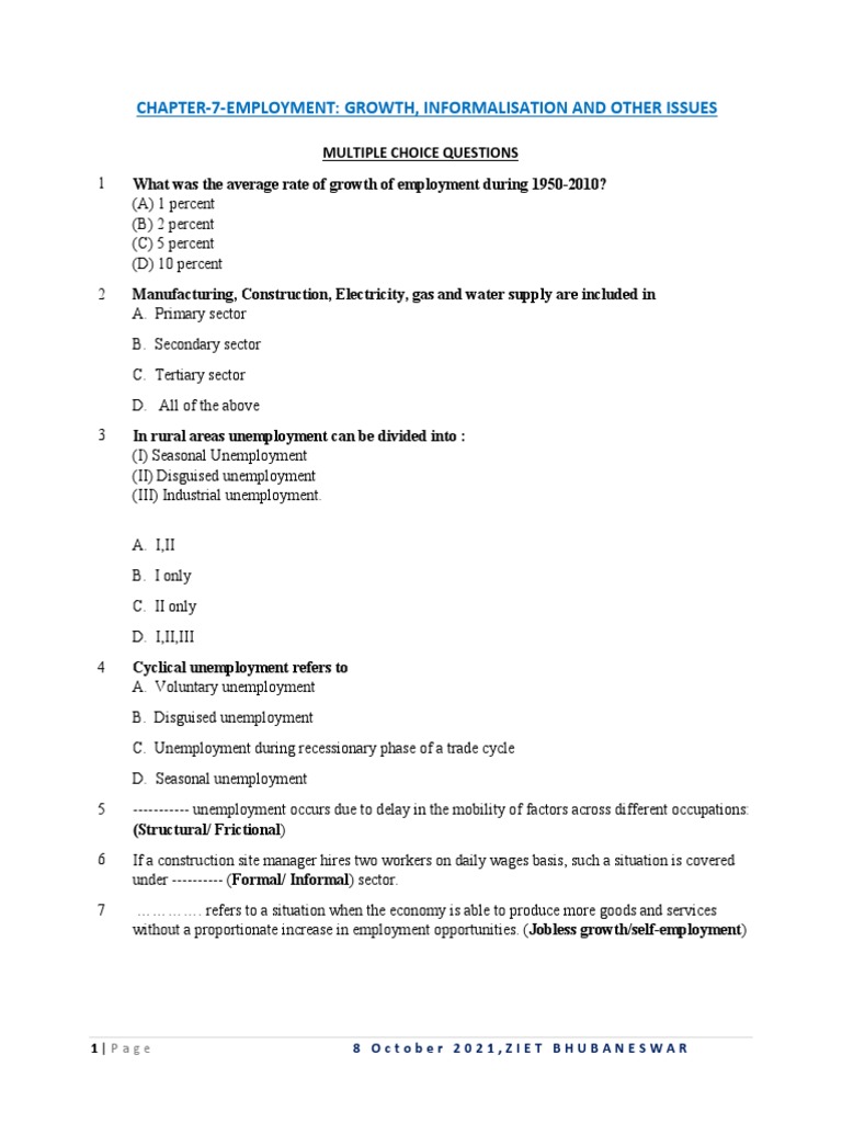 IED CH 7 | PDF | Unemployment | Labour Economics