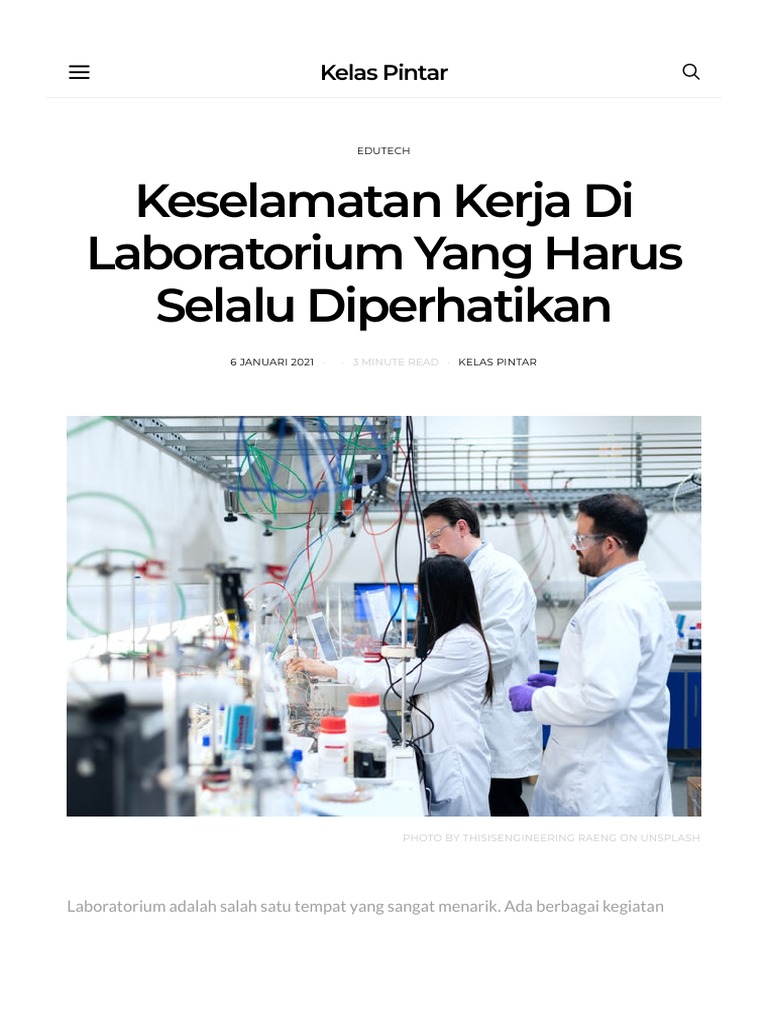 Artikel Keselamatan Kerja Di Lab | PDF | Kesehatan Holistik | Sains ...