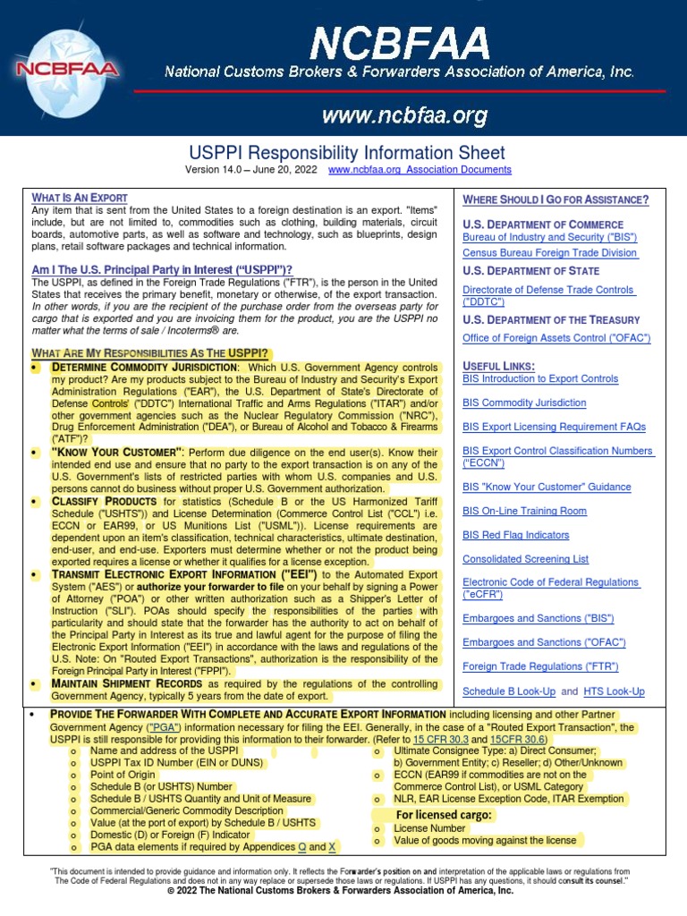 Usppi Responsabilities | PDF | International Trade | Commercial Policy