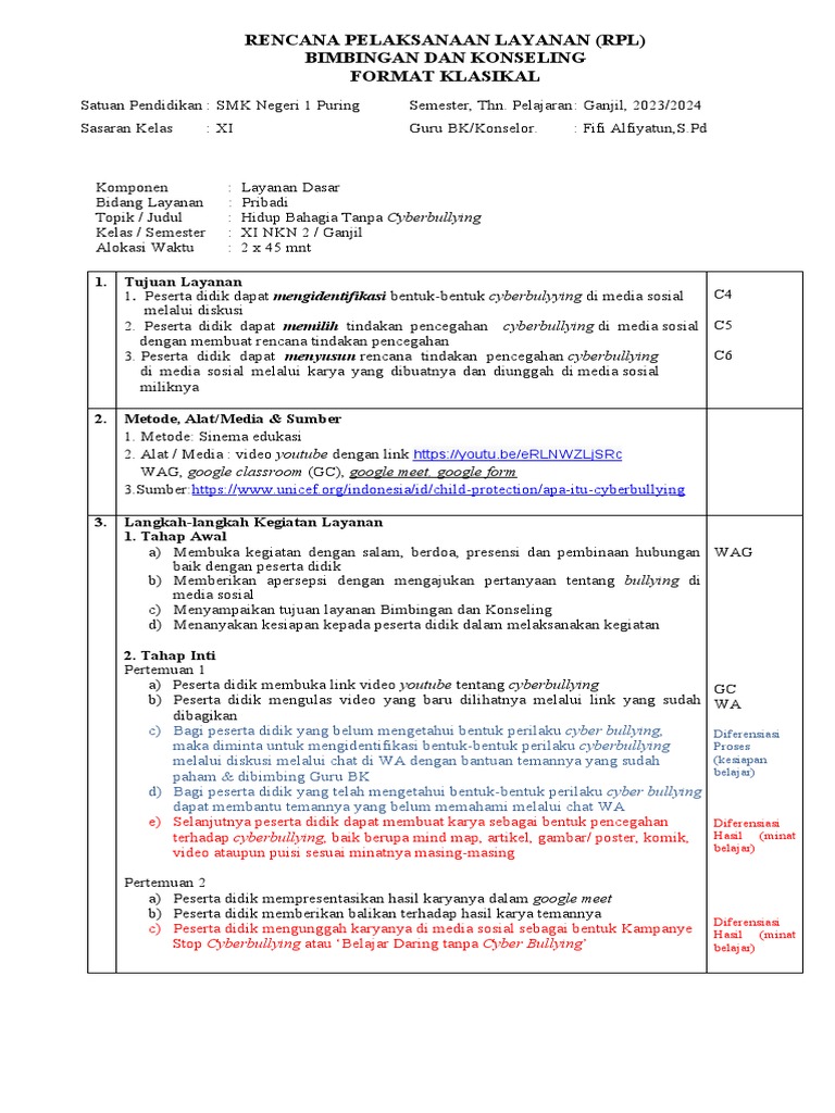 Contoh RPL Diferensiasi | PDF