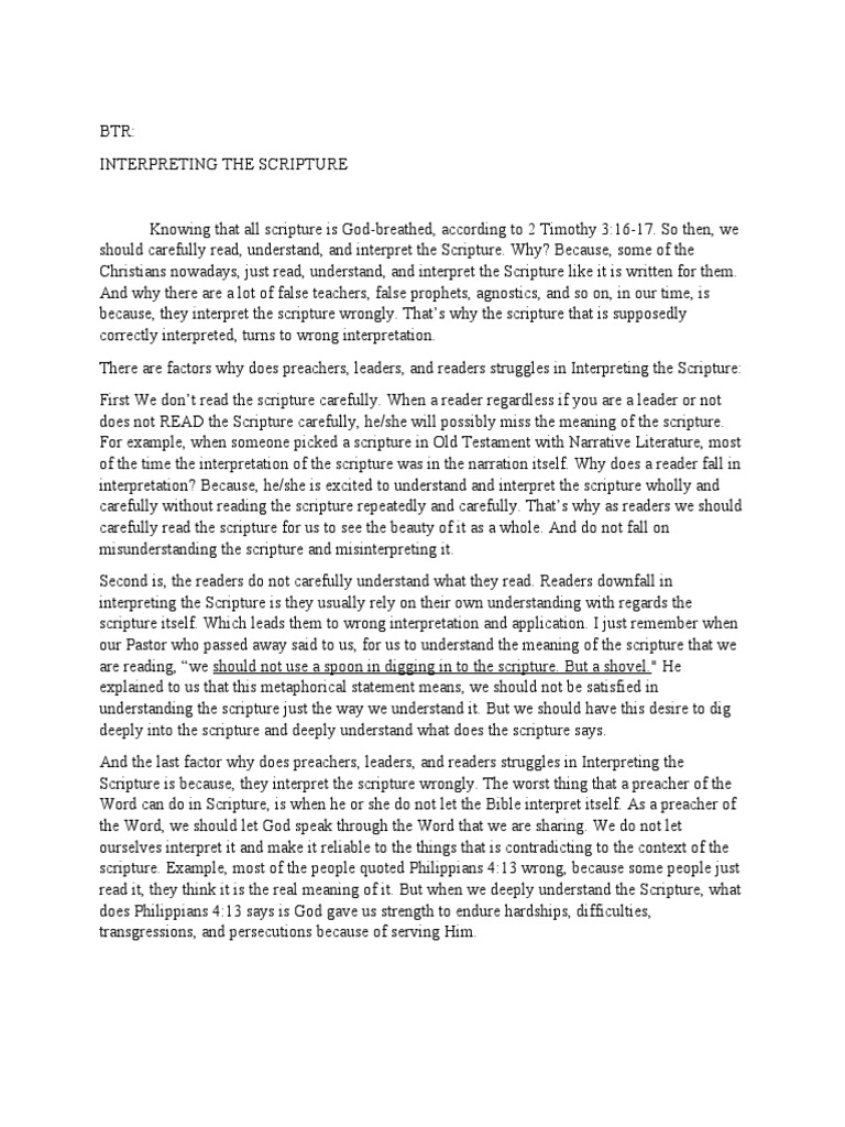 Btr - Interpreting the Scripture | PDF