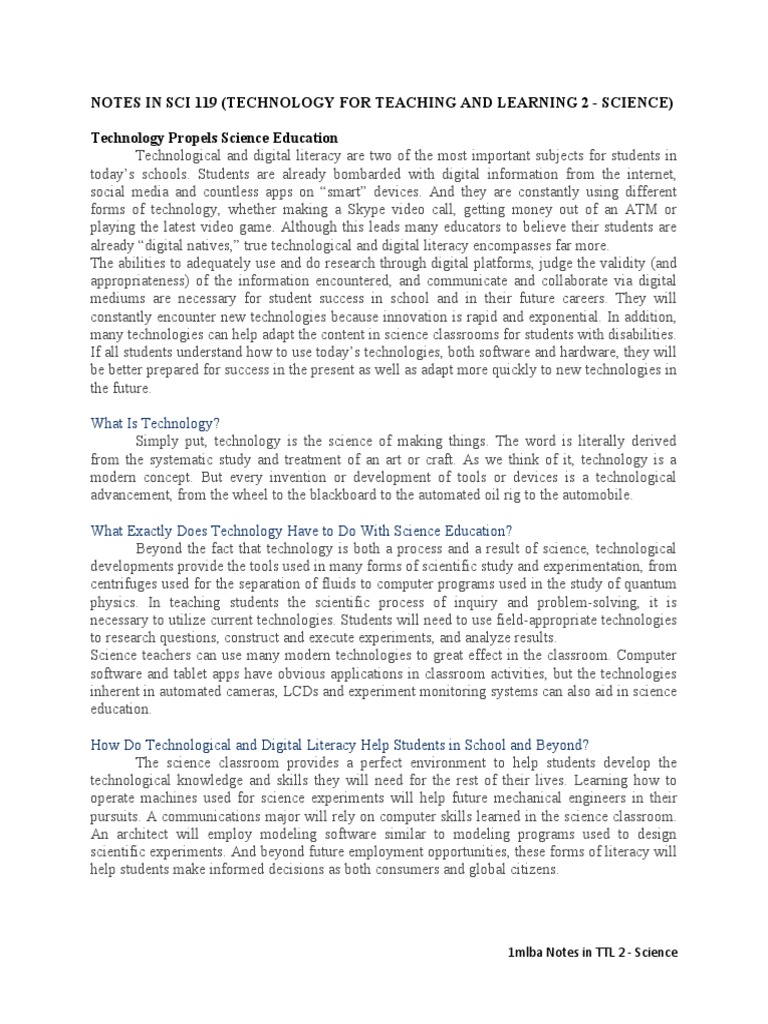 Notes in TTL2 | PDF | Learning | Science